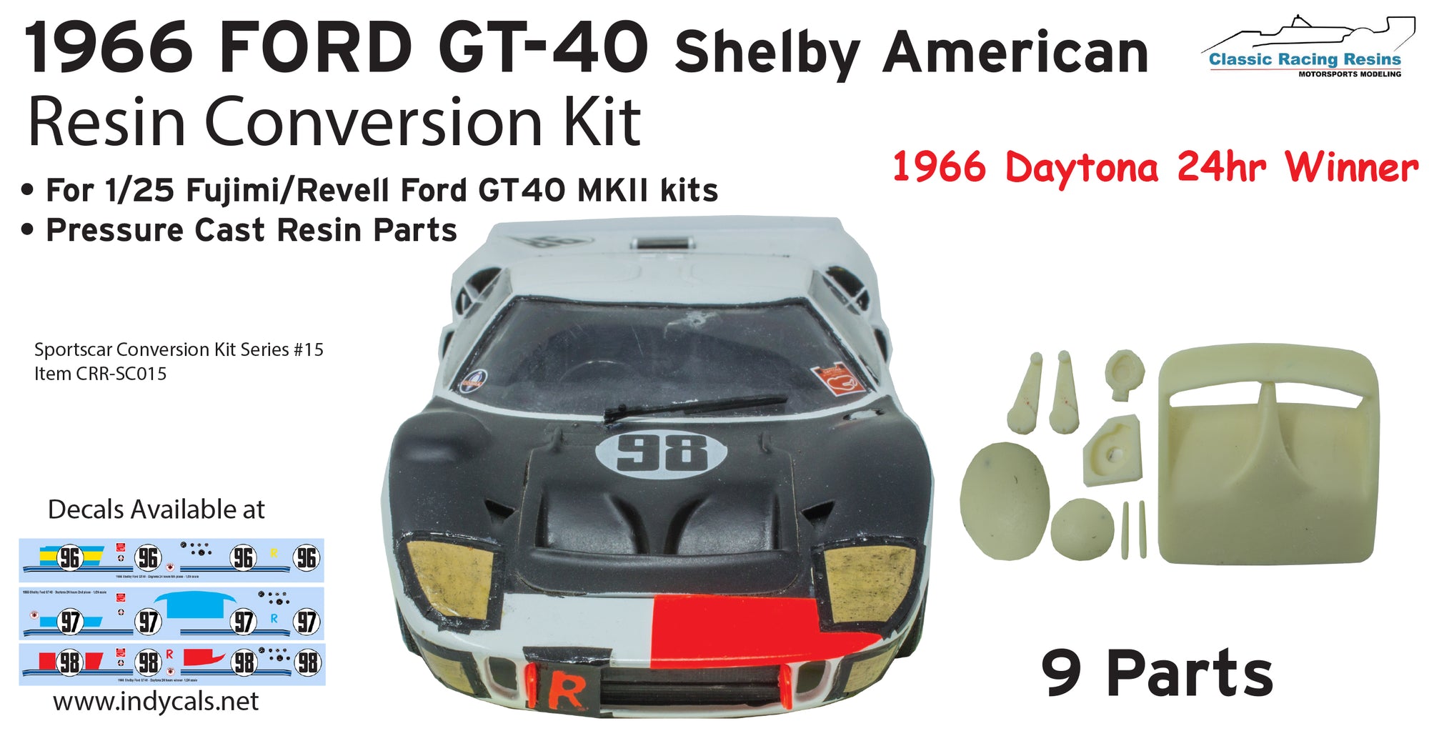 1/24 1966 Shelby American Ford GT-40 Daytona Resin Conversion for Fuji ...