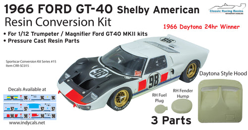 1/12 1966 Shelby American Ford GT-40 Daytona Resin Conversion for Trum ...