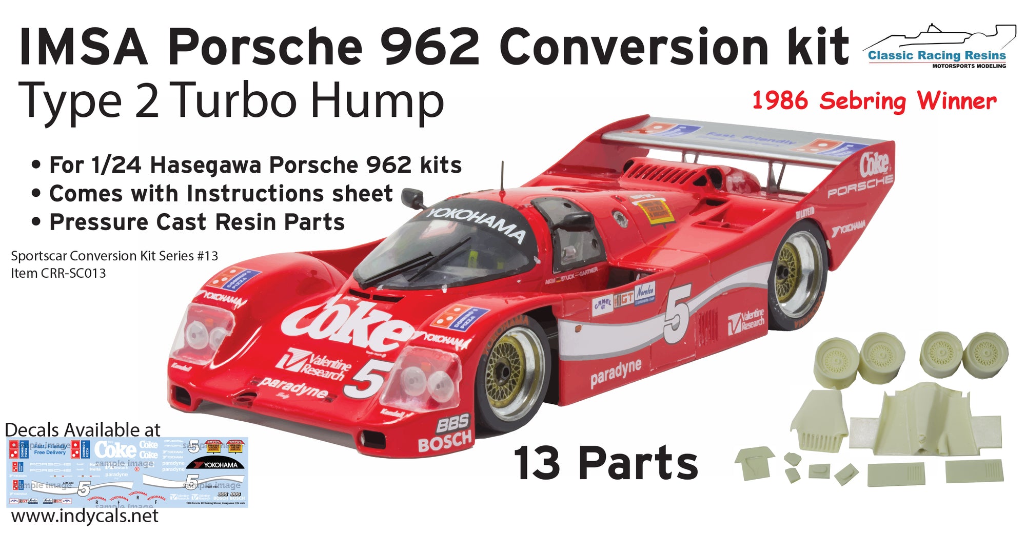 1/24 1986 Coke Porsche 962 IMSA resin Turbo Hump conversion type 2 for ...