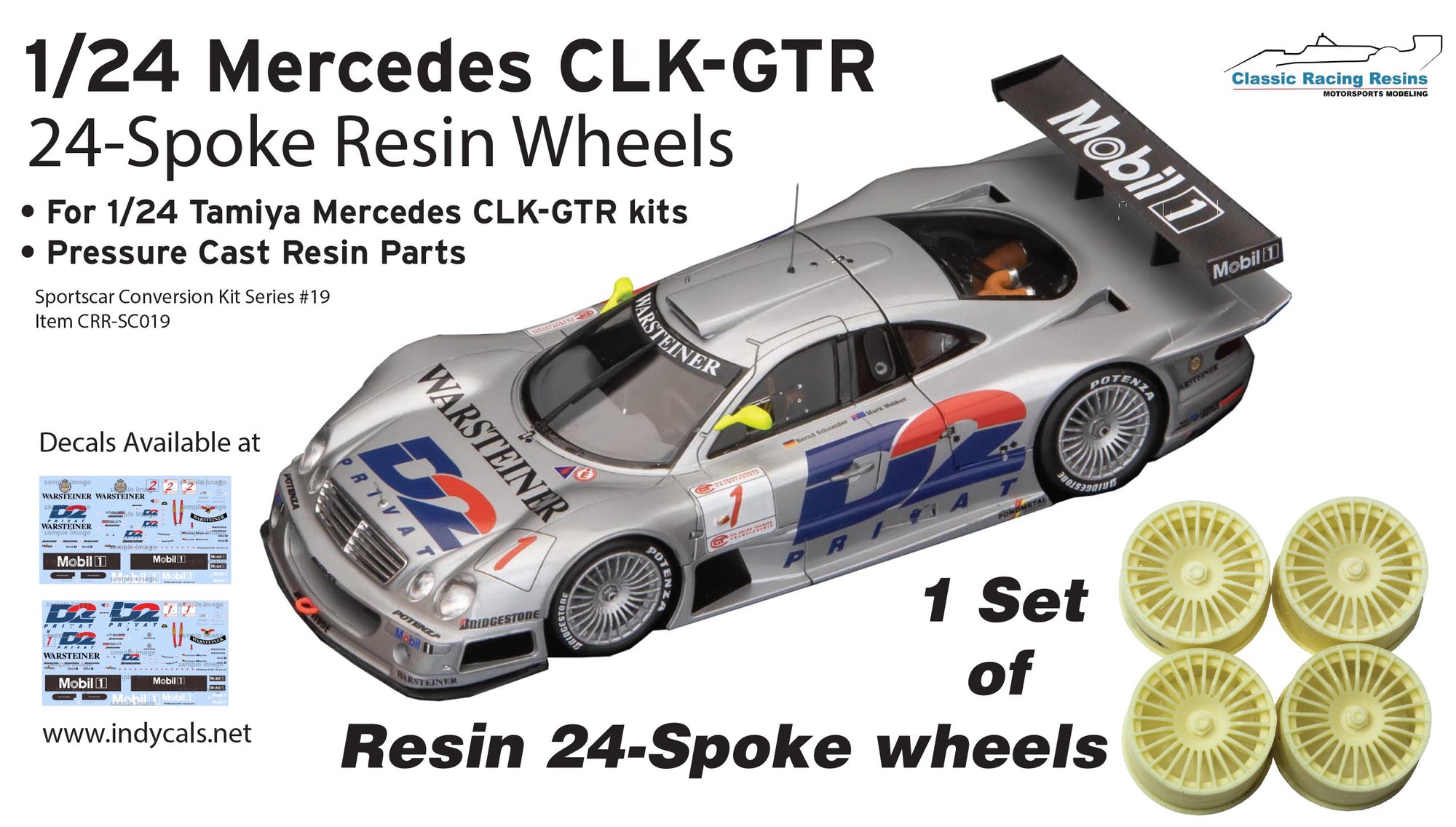 24 spoke resin wheel set for 1/24 Tamiya Mercedes CLK-GTR| Classic ...